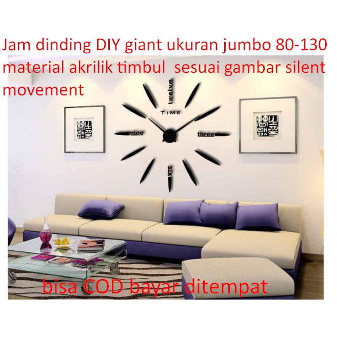 Jual Jam dinding DIY giant ukuran jumbo 80-130 material akrilik timbul ...