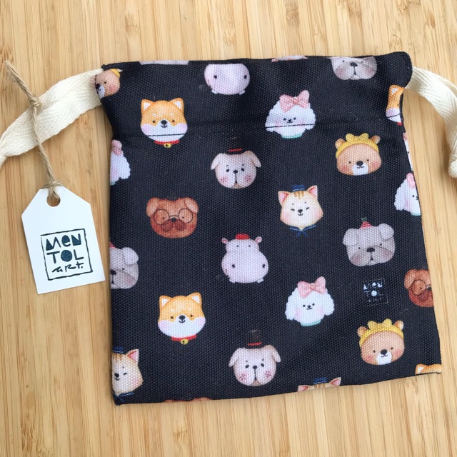 Drawstring pouch / pouch serut / pouch lucu / pouch canvas - animal ...