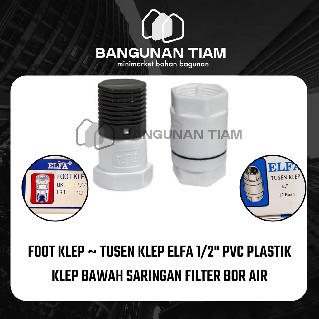 Jual FOOT, TUSEN KLEP PVC PLASTIK 1/2" Inch ELFA, FINA, MITSUTOYO ...