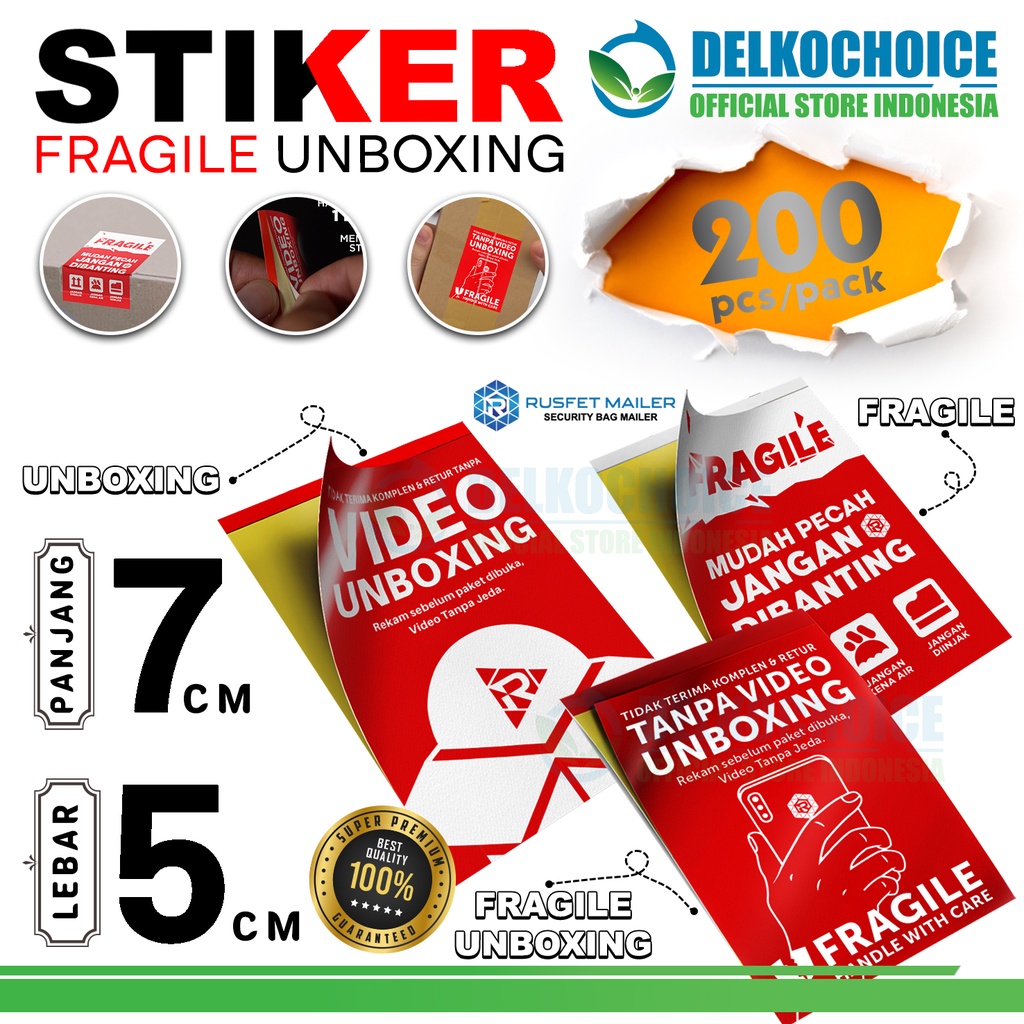 Jual Sticker FRAGILE UNBOXING Stiker Cromo RUSFET HANDLE WITH CARE ...
