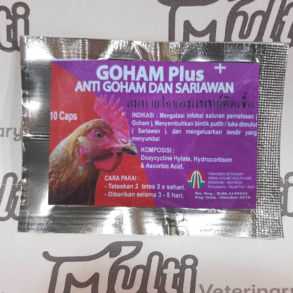 Jual GOHAM Plus 10 Caps Kapsul Obat Anti Goham Dan Sariawan Ayam ...