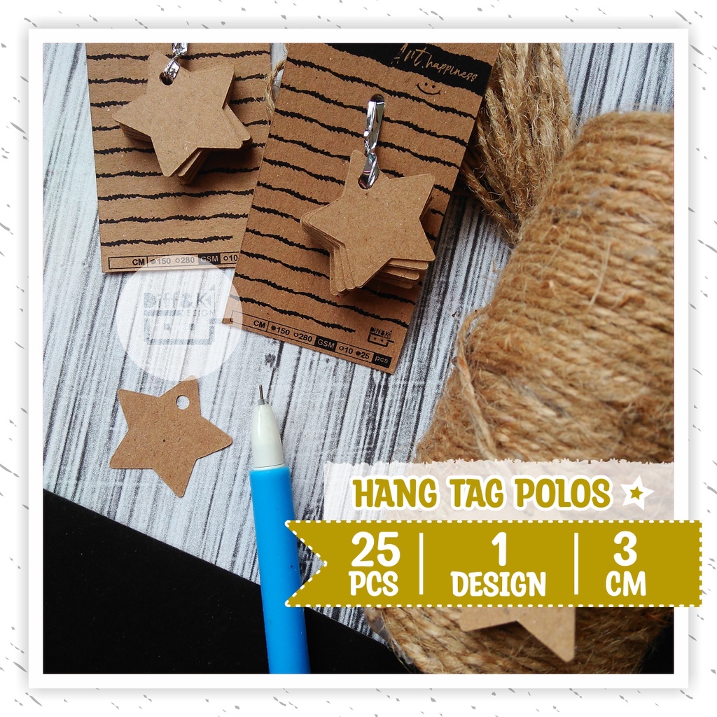 Jual (MINI) Label Hang Tag Bintang Polos Kecil / Blank Star Multi Guna ...