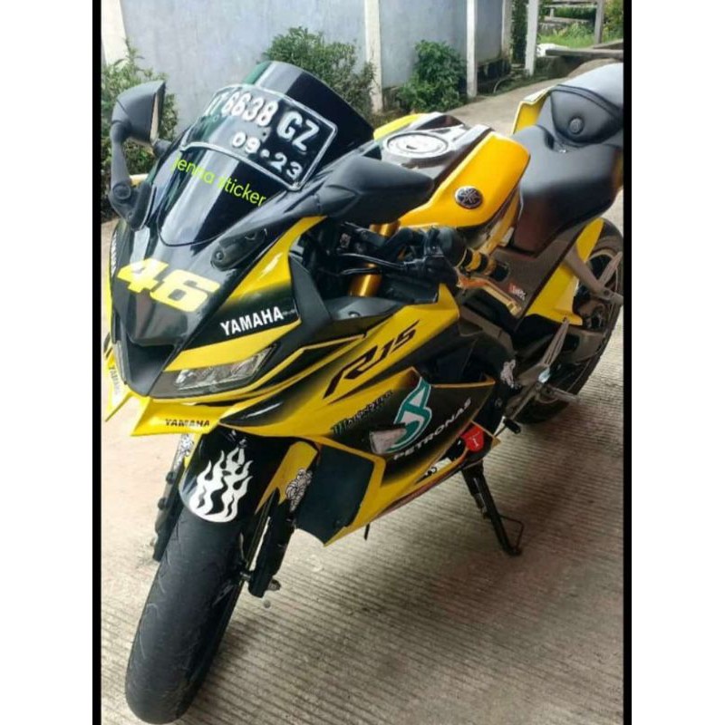 Jual striping sticker variasi Yamaha R15 V3 Petronas kuning | Shopee ...