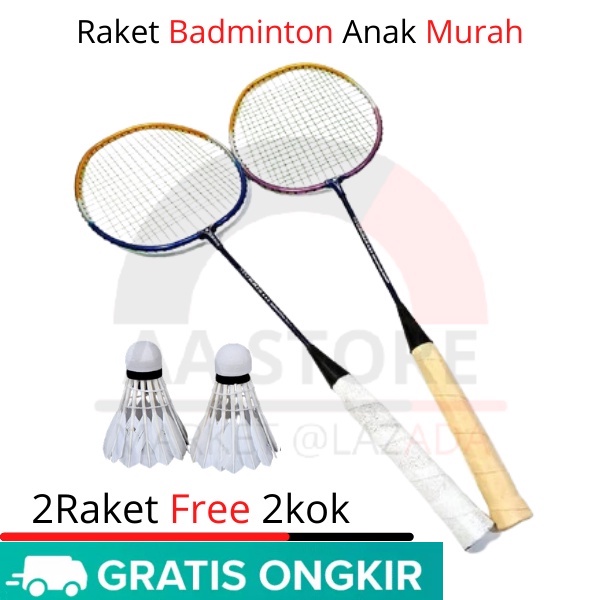 Jual 2 RAKET BADMINTON ANAK FREE KOK- RAKET OLAHRAGA ANAK - RAKET BULU ...