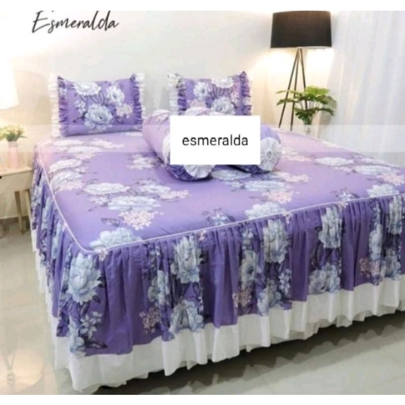 Jual Sprei katun rumbai pengantin cantik motif Esmeralda ukuran 200*200 ...