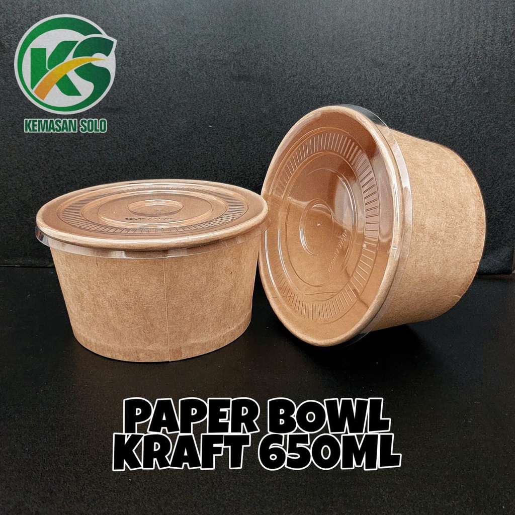 Jual PAPER BOWL MANGKOK KERTAS KRAFT / COKLAT RICE BOWL 650ml SOUP 650 ...