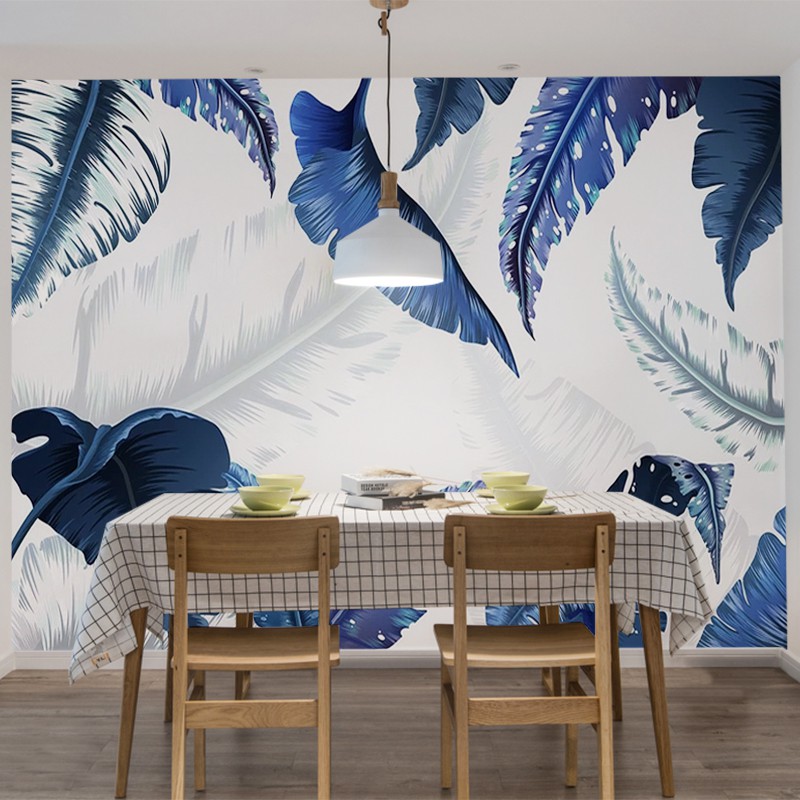 Jual Wallpaper Custom Mural Background Daun biru cantix | Shopee Indonesia