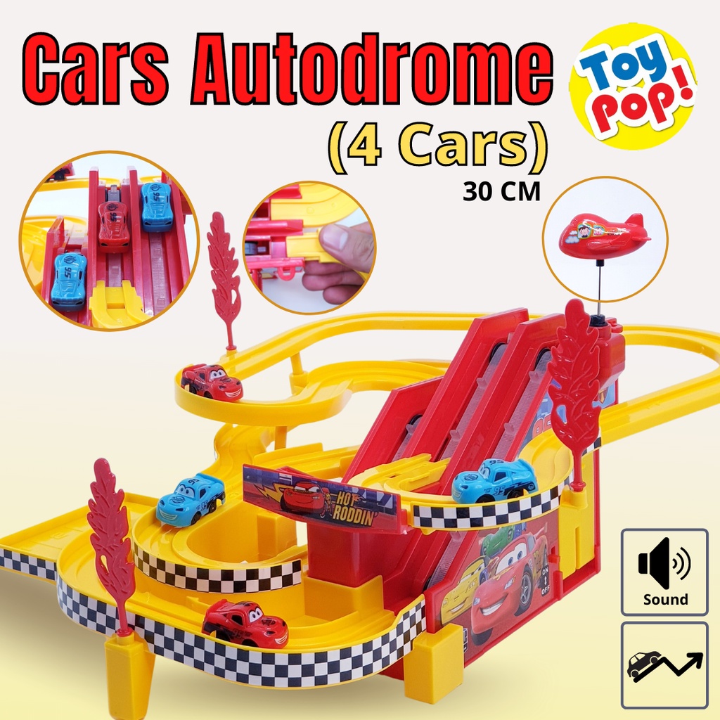 Jual Mainan Anak Track Cars Autodrome 4 car Seru Ada Suara dan Otomatis ...