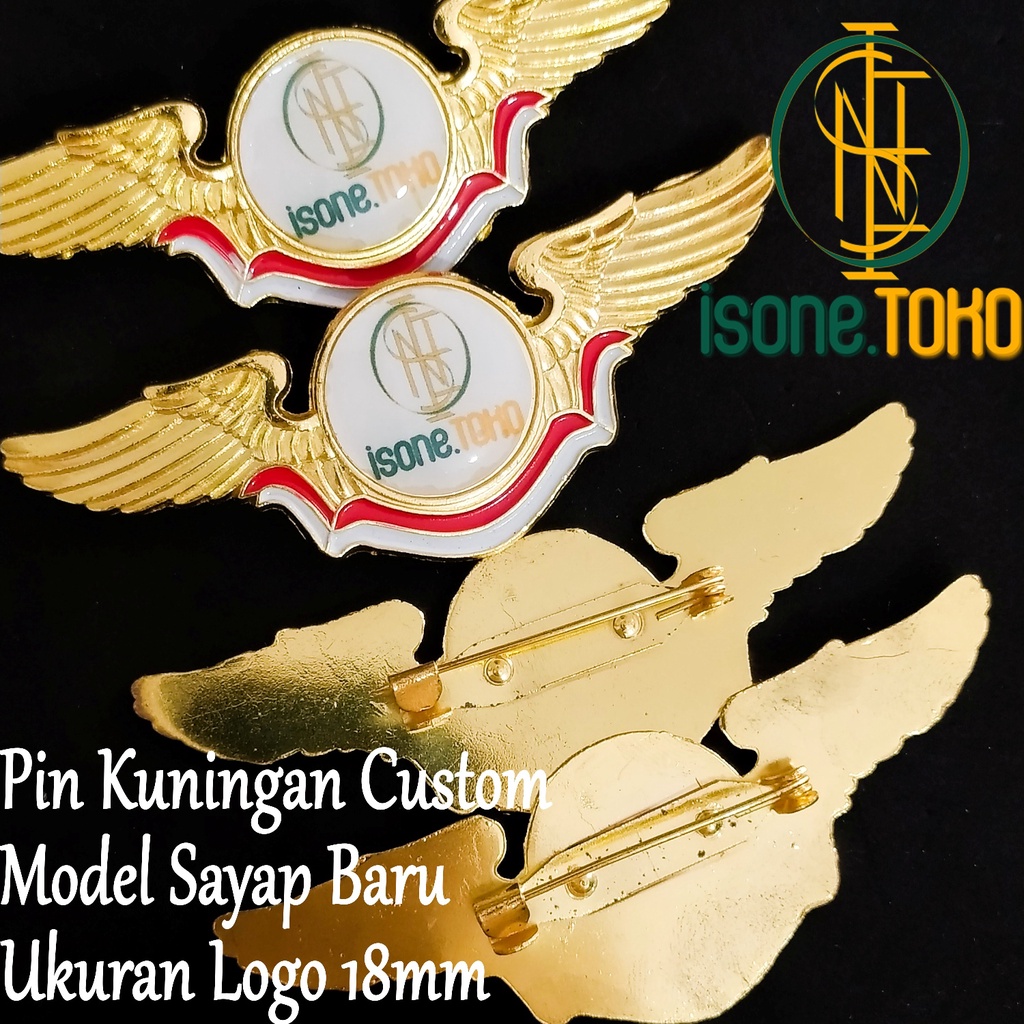 Jual Pin Kuningan Emas Peniti Wings Wing Sayap Polos Polosan Logo 1.8cm ...
