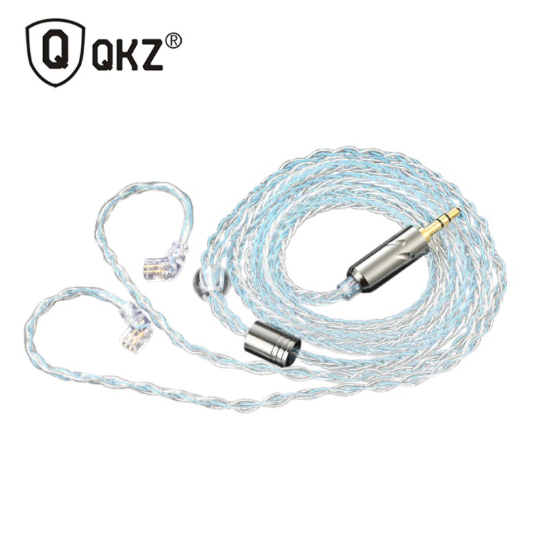 Jual QKZ T1 Earphone Cable Eight Strand Silver Plated Upgrade Cable 3.5MM 2 Pin 0.75mm Headset ...