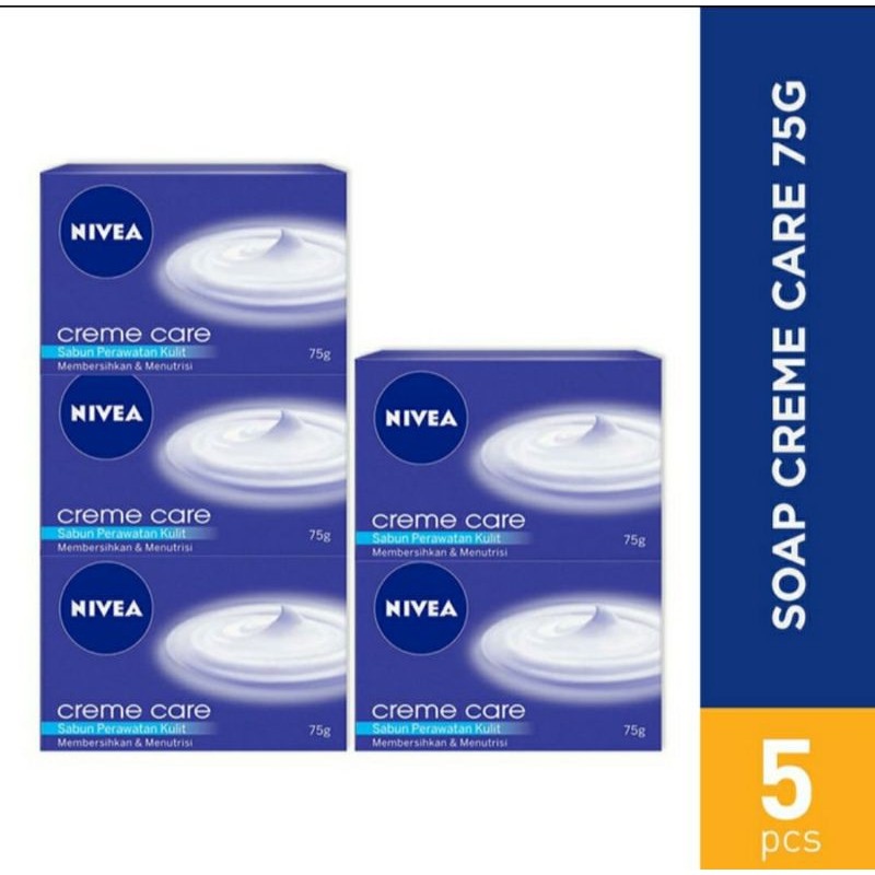 Jual 5 x Bar NIVEA Soap Creme care 75g biru | Shopee Indonesia