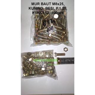 Jual Mur Baut/ Bolt Nut Ukuran M8 atau kunci 12 Warna Kuning Berbagai ...