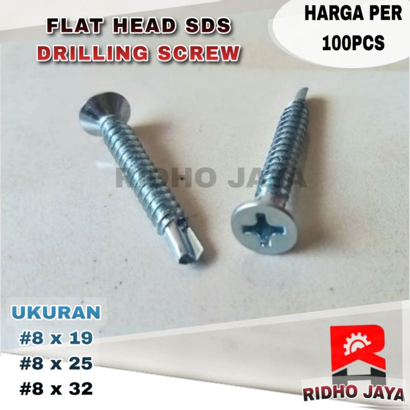 Jual (100 PCS) Skrup Roofing SDS FH #8x25 / Baut Baja Ringan F+AB 8 x 25 (2,5cm) | Shopee Indonesia