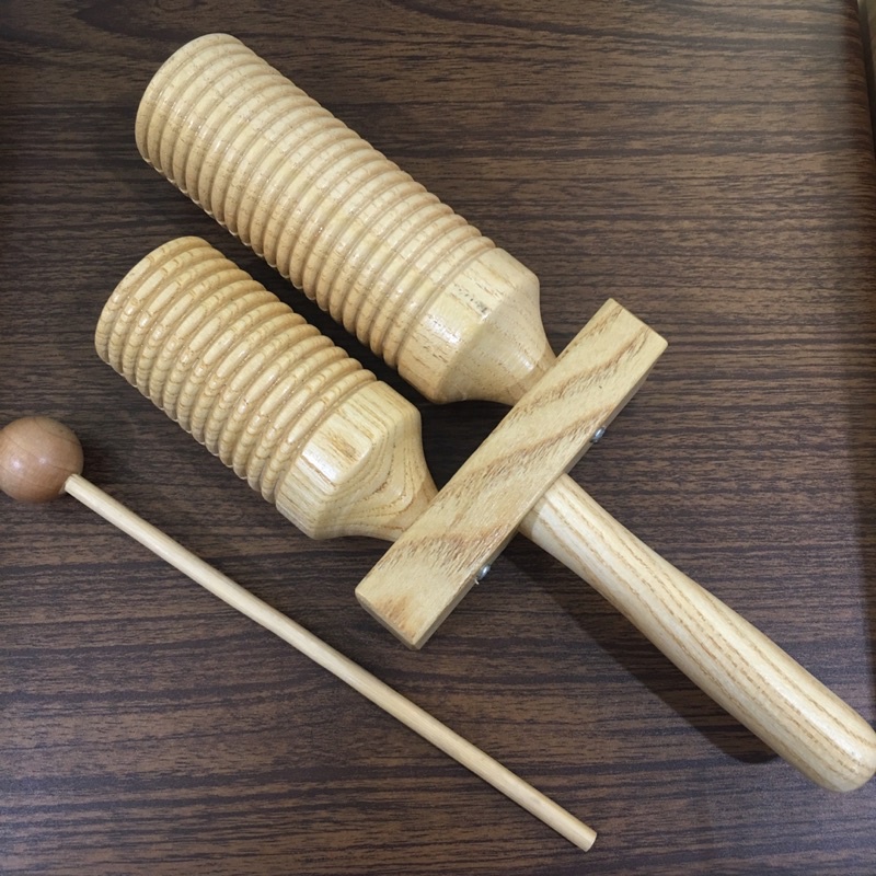 Jual ALAT MUSIK PERKUSI AGOGO DENGAN STICK BAHAN KAYU G5-2 SUARA KODOK ...
