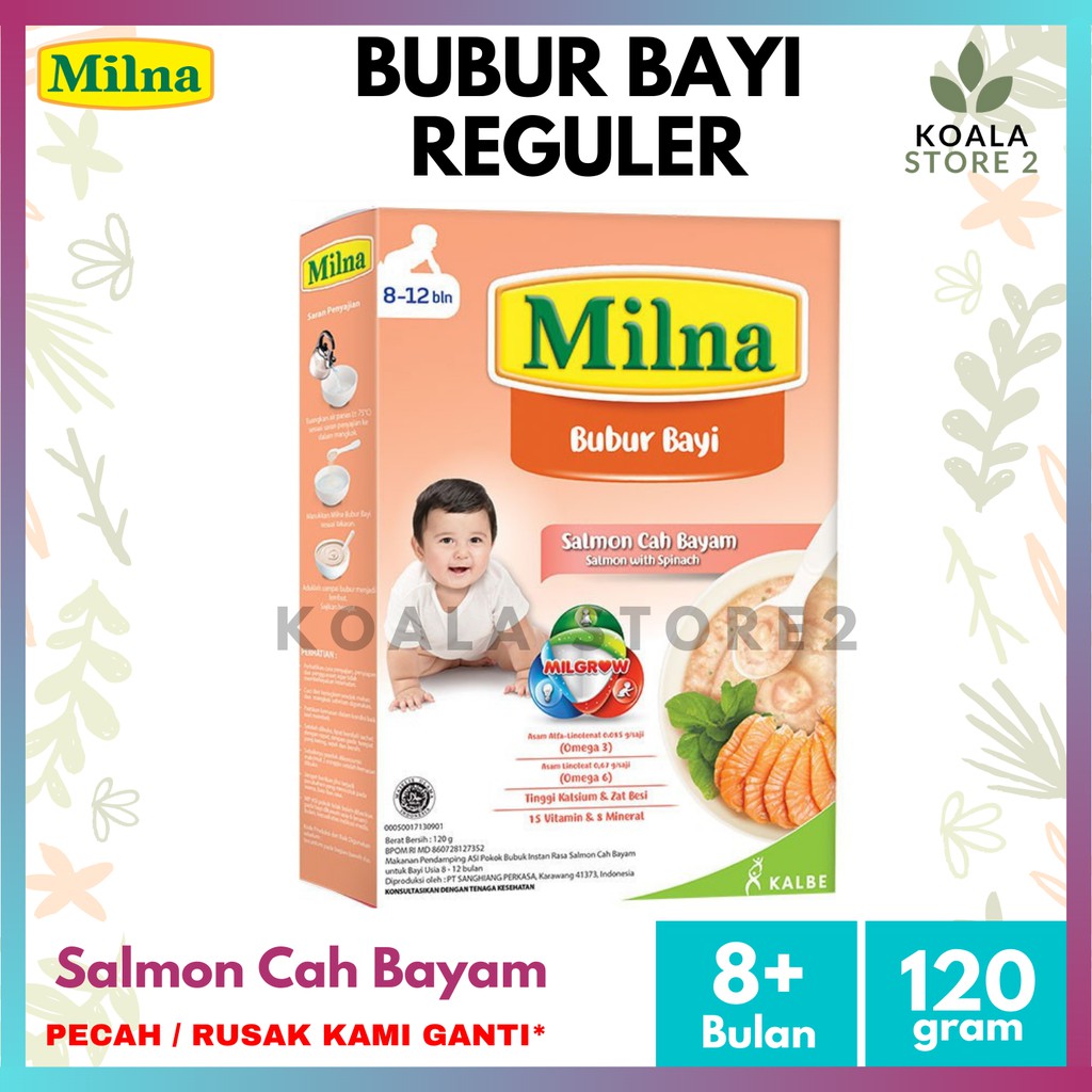 Jual Milna Bubur Bayi Reguler 8 Bulan Salmon Cah Bayam 120 Gr / Bubur ... Jual Milna Bubur Bayi Reguler 8 Bulan Salmon Cah Bayam 120 Gr / Bubur ...