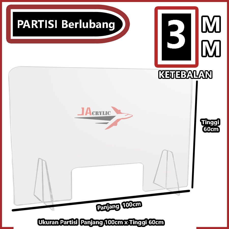 Jual Partisi Akrilik Pembatas Meja Akrilik Table Divider 100 cm x 60 cm ...