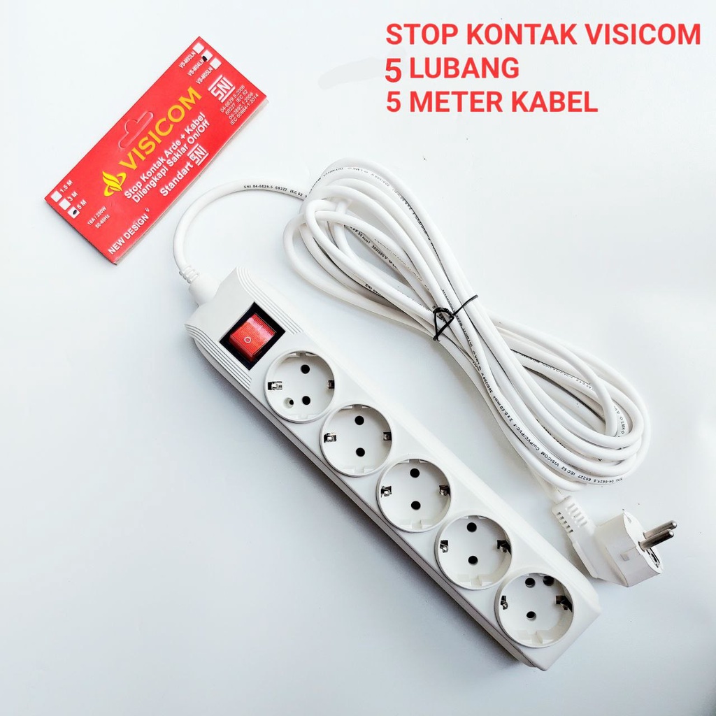 Jual Stop Kontak Visicom 5 Lubang kabel 5 Meter Kabel Roll Cuk Roll Kabel Listrik panjang ...