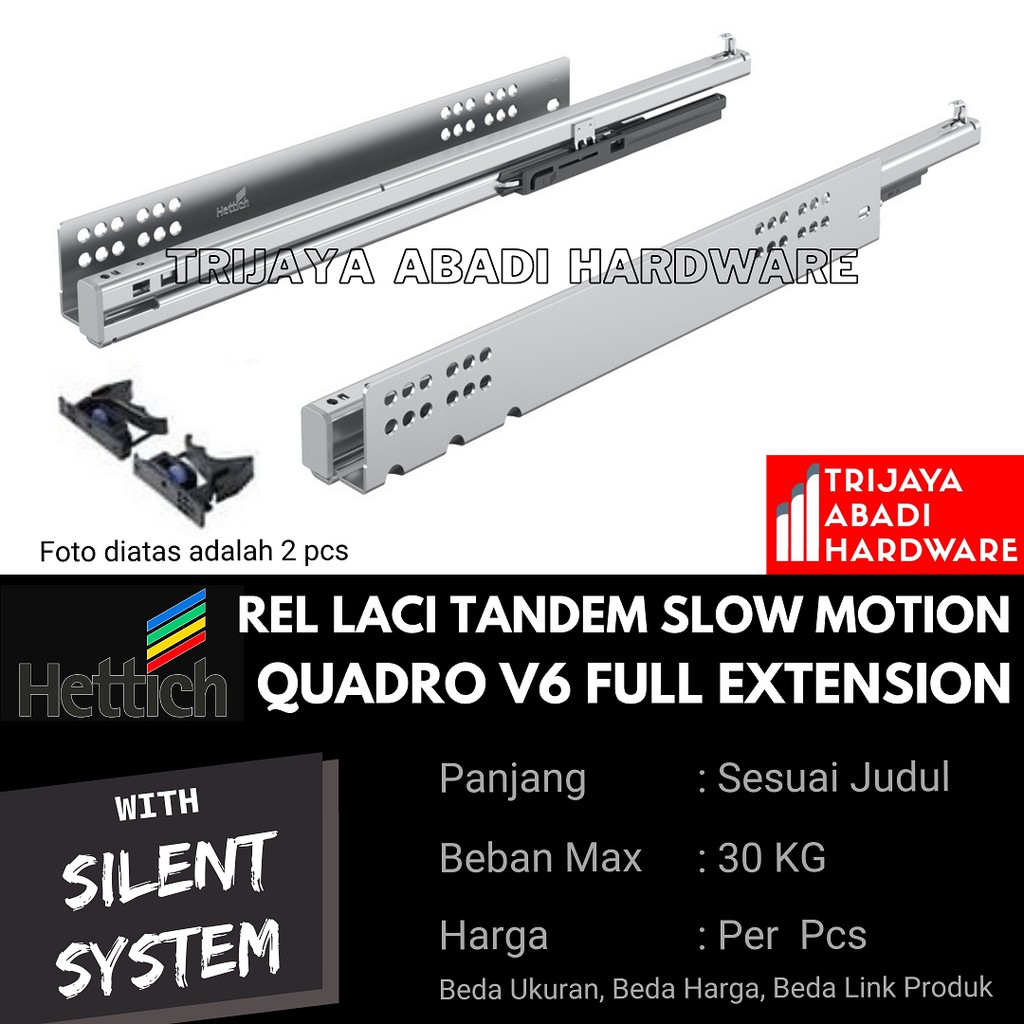 Jual Rel Laci Tandem 45 cm Hettich Slow Motion Double Motion Quadro V6 ...