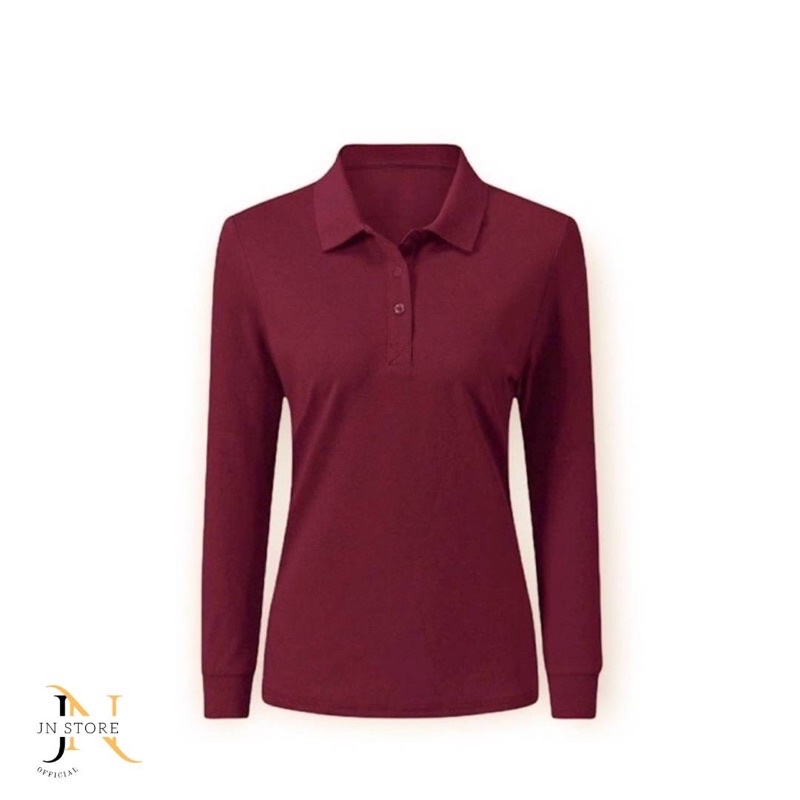 Jual [KHUSUS PANJANG] KAOS POLO LENGAN PANJANG WANITA | WARNA MERAH ...