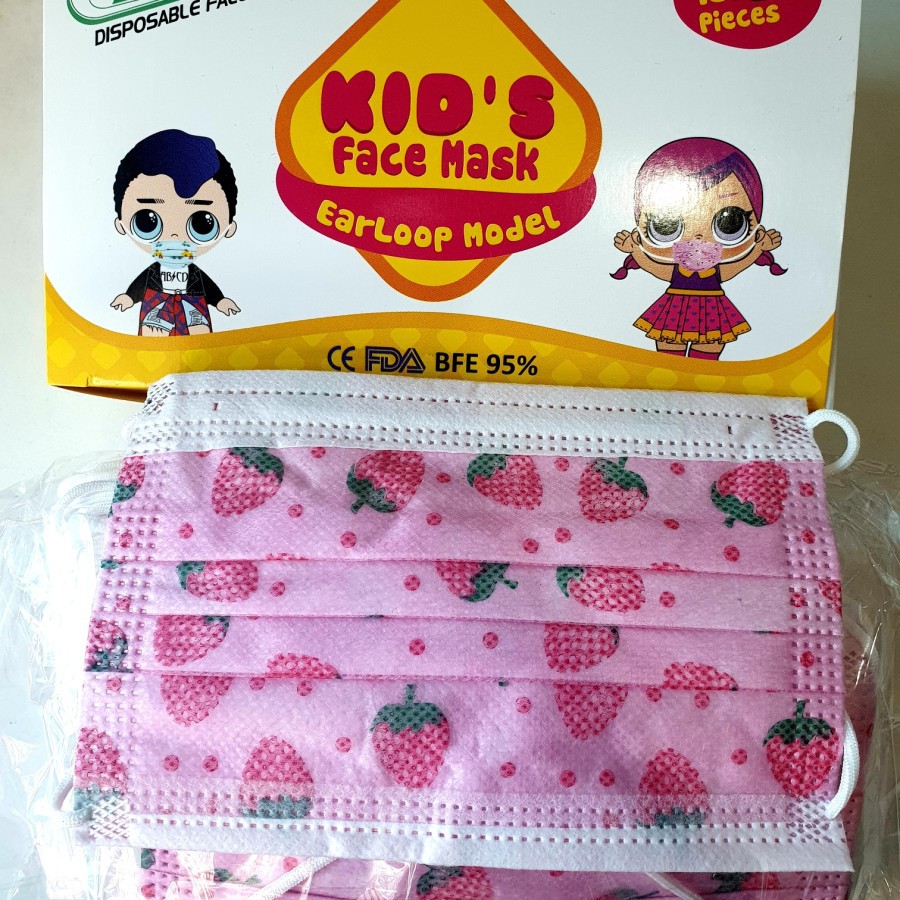 Jual Masker anak 3 ply murah Non Box isi 50 pcs/Masker anak-anak ...
