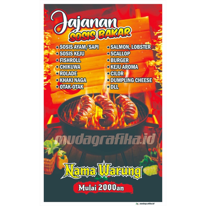 Jual Spanduk/Banner Sosis Bakar/Aneka Bakaran Berdiri untuk Plang ...