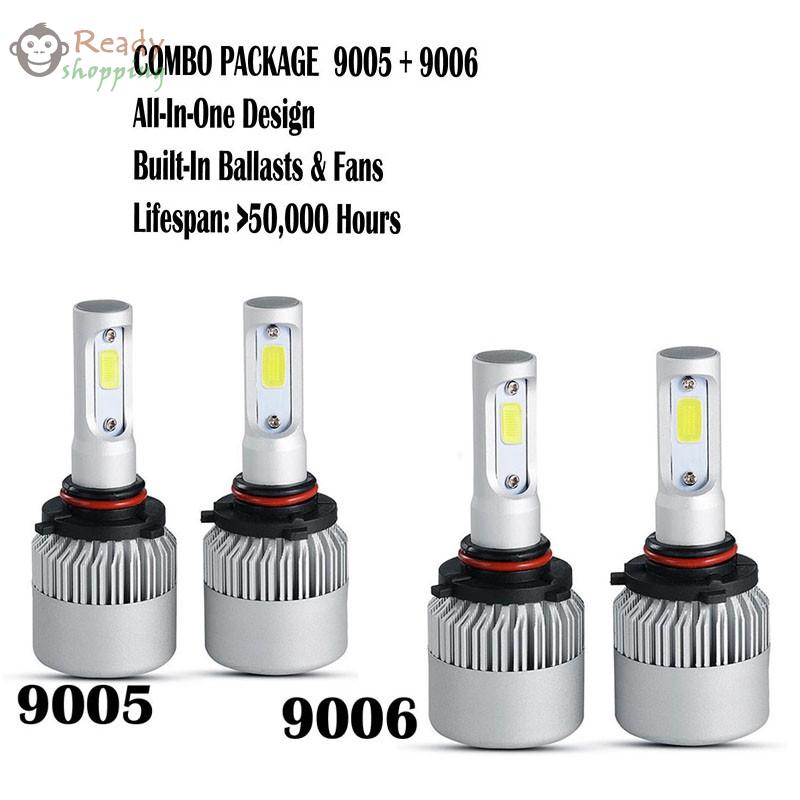 4X LED Headlight Light Bulbs High Beam & Low Beam 6000K Super White ...