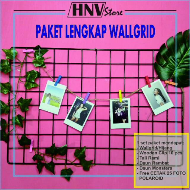 Jual Paket Wall Grid / Wire Grid Plus Foto Polaroid Lengkap Aesthetic ...