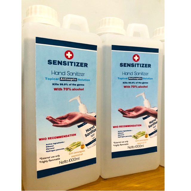 Jual Hand sanitizer Sensitizer 1 Liter liquid alkohol pharmagrade 70% ...