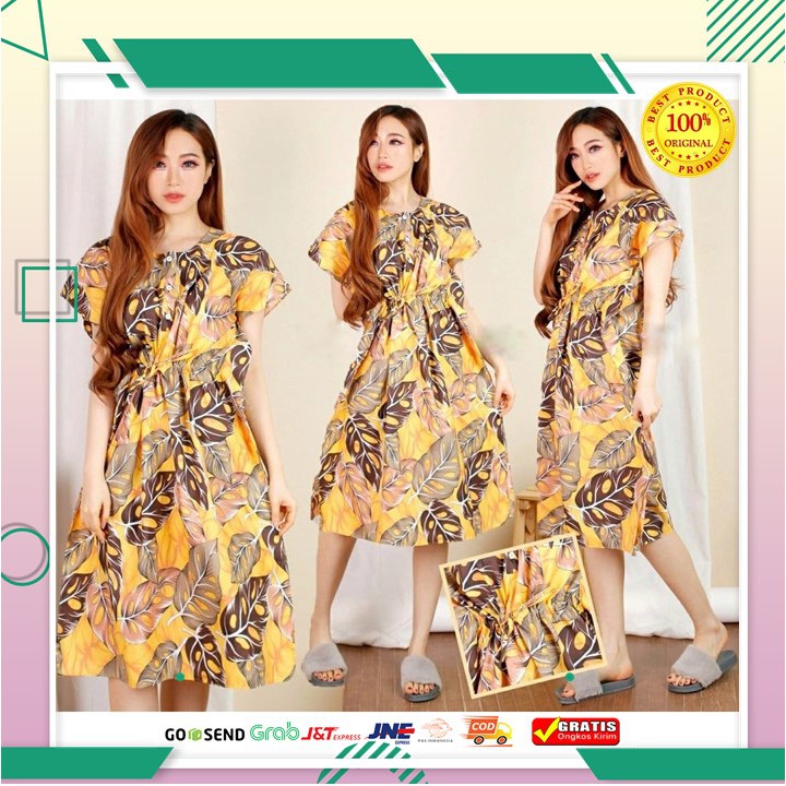 Jual Daster Wanita Lengan Pendek Baju Tidur Lowo Janda Bolong Kuning ...