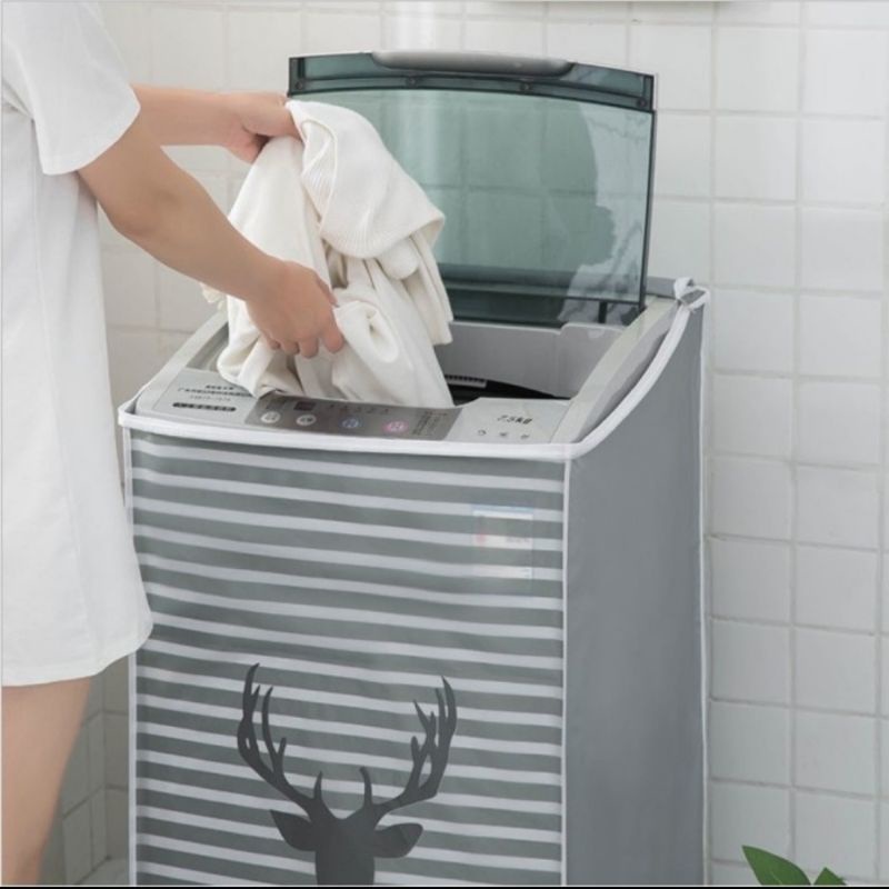 Jual Sarung Penutup Mesin Cuci Bukaan Atas PEVA Washing Machine Cover ...