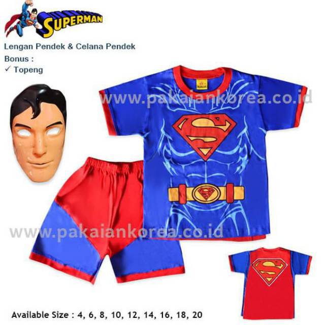 Jual Setelan pendek SUPERHERO SUPERMAN / baju superman pendek pakai ...