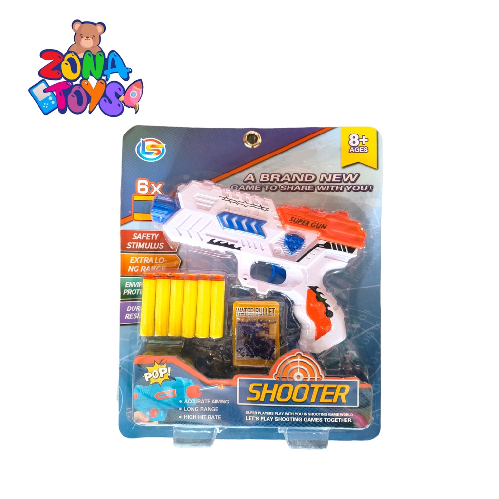 Jual Mainan Anak Pistol Super Gun Brand New Shooter Peluru Busa ...