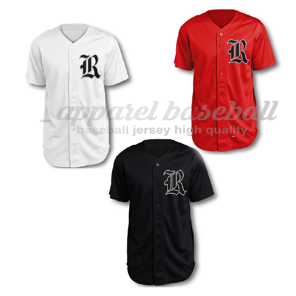 Jual Baju baseball / Jersey baseball R old-english, bisa custom inisial ...