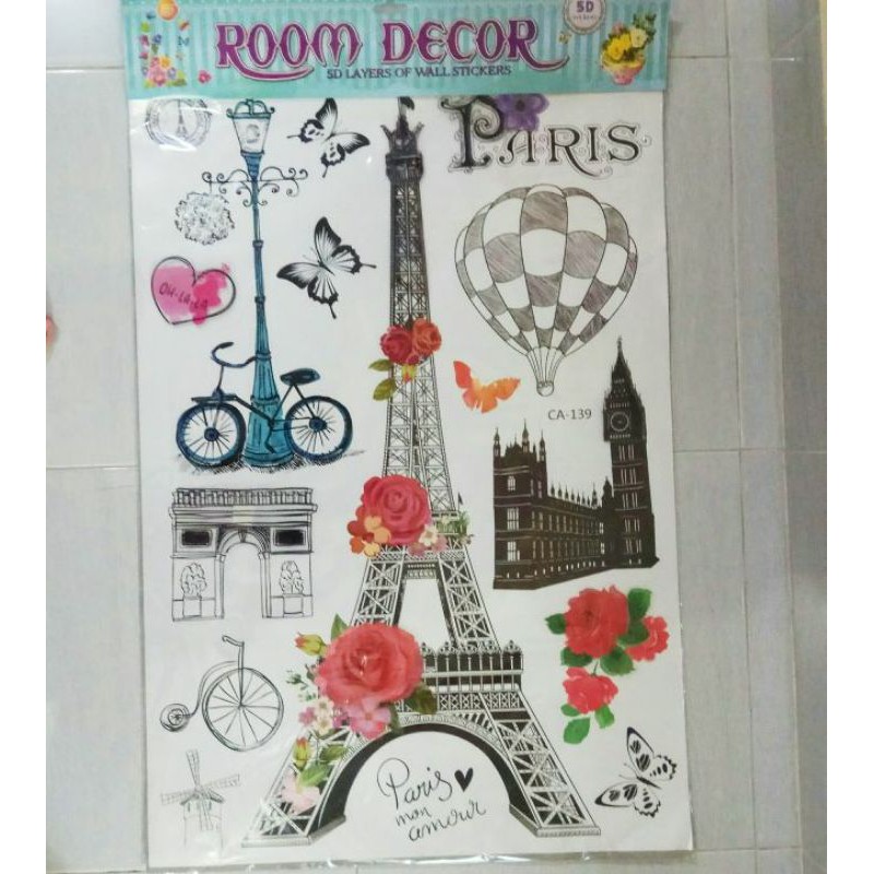 Jual Sticker Dinding 3D Motif Paris & Balon Udara | Shopee Indonesia