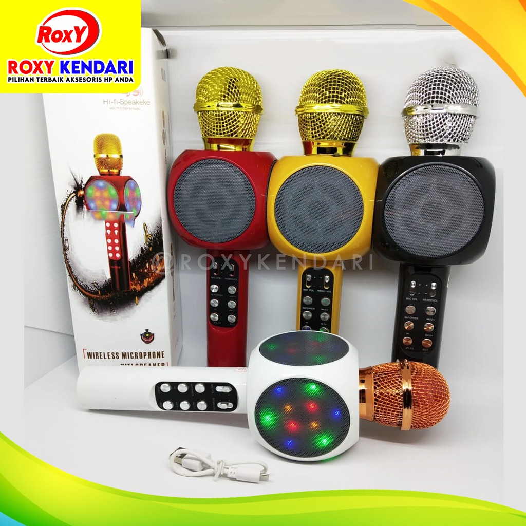 Jual Mic / Microphone Karaoke Bluetooth WS - 1816 Handheld KTV Wireless Microphone HiFi Speaker ...