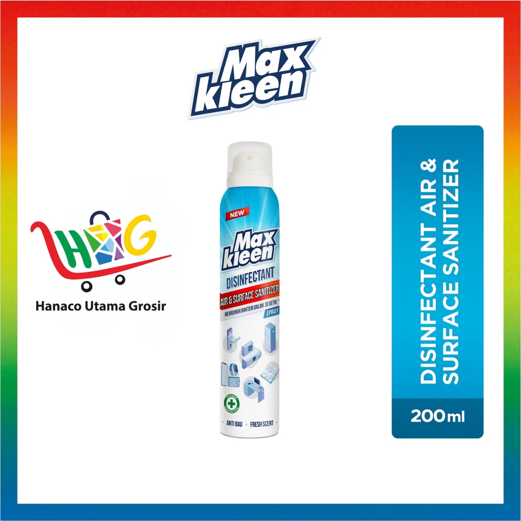 Jual Max Kleen Disinfectant Air & Surface Sanitizer 200 ml | Shopee ...