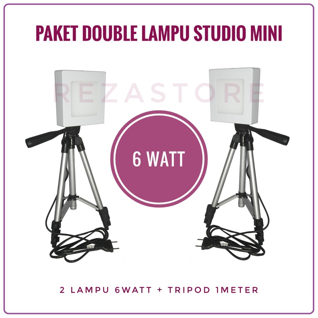 Jual Paket Double Lampu Foto Studio Mini 6 Watt Murah Tripod 1 Meter ...