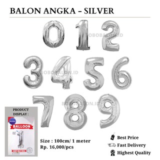 Jual Balon Foil Angka Silver Jumbo 100 cm / Balon Angka | Shopee Indonesia
