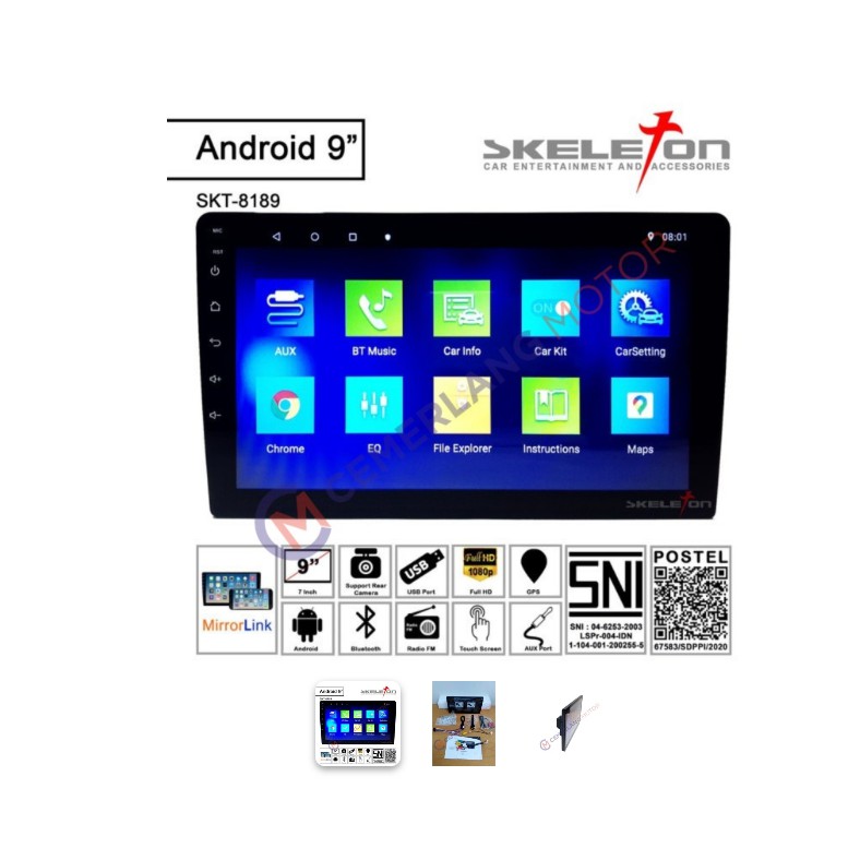 Jual HEAD UNIT DOUBLE DIN ANDROID 9 INCH SKELETON 8189 MIRROR LINK ...