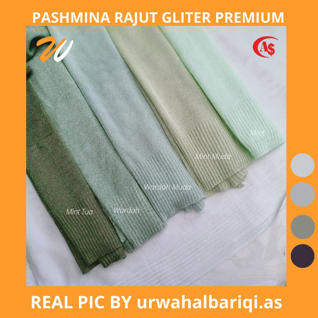 Jual Kerudung Pengantin Pashmina Rajut Glitter Premium Varian Warna Mint dan Wardah Ukuran 60 x ...