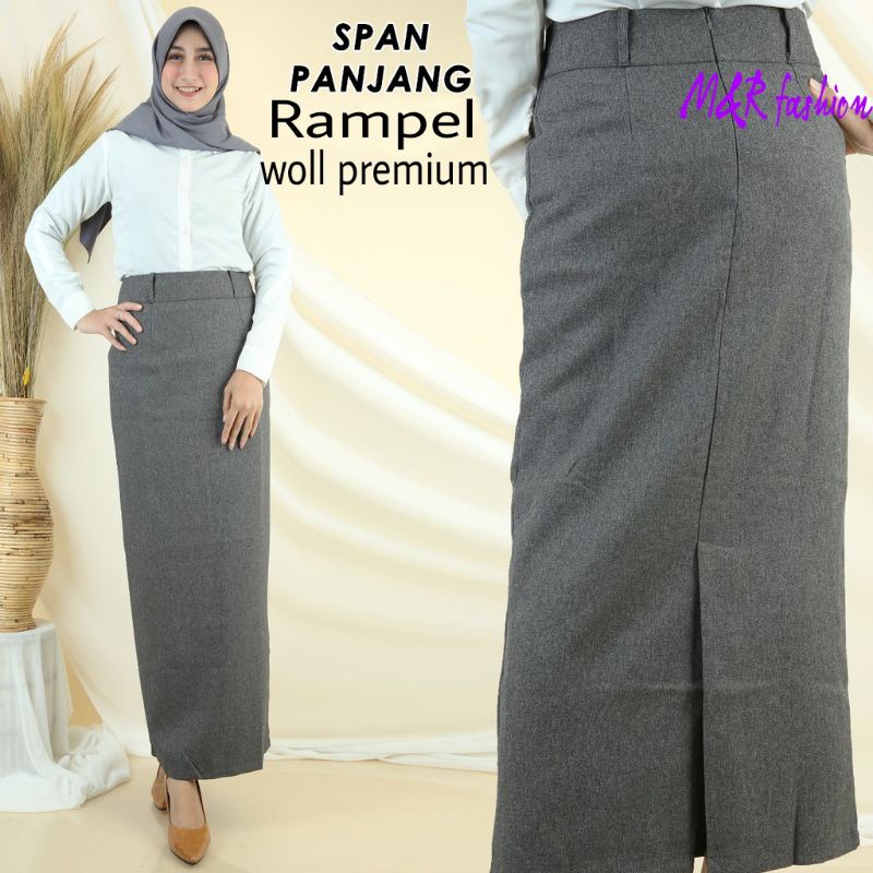 Jual Rok kerja panjang hitam/rok span rampel m l xl xl l3 l4 l5 ...