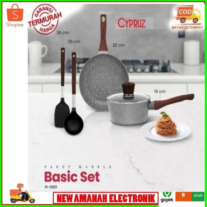Jual Cyprus Set Marble PI-0901 Fry Pan Sauce Pan Panci set Induksi | Shopee Indonesia
