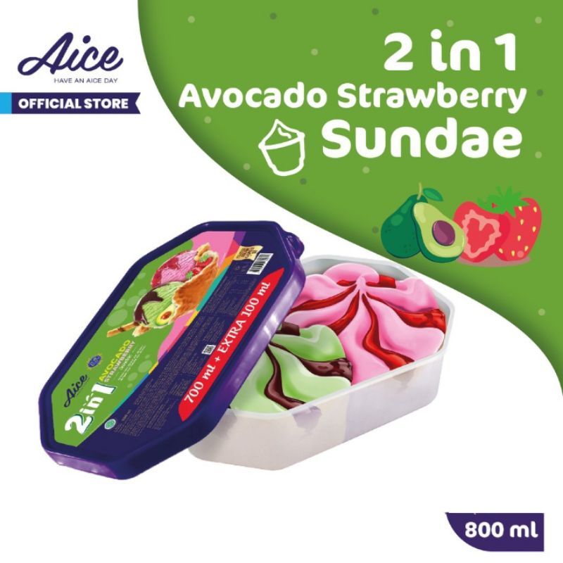 Jual Aice es krim Alpukat Stroberi sundae 800ml 1 box isi 9 pcs | Shopee Indonesia