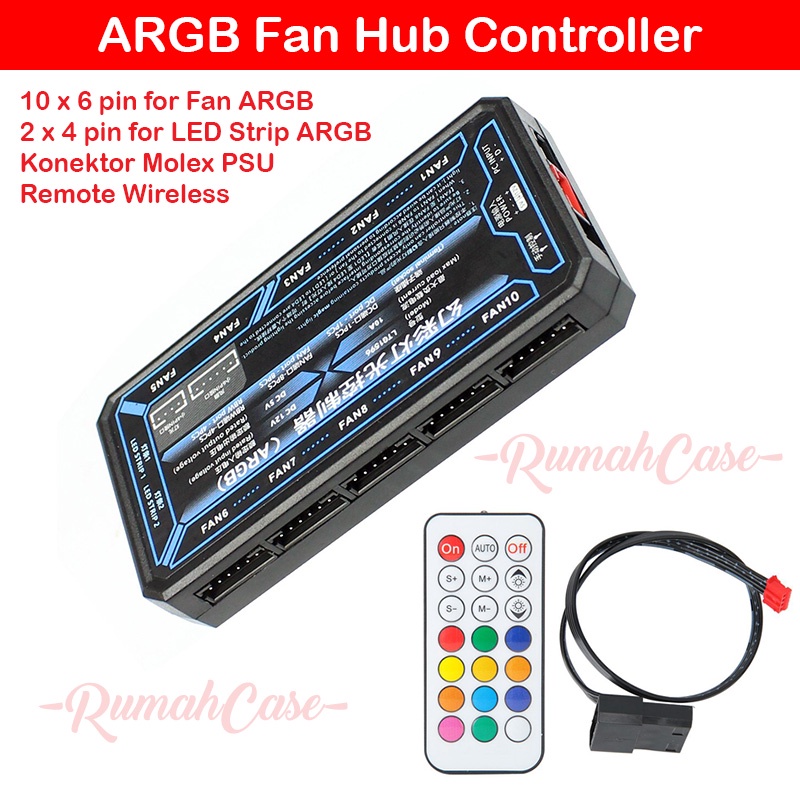 Jual ARGB Fan Hub Controller Remote Wireless Led Strip RGB 4 Pin 6 Pin ...
