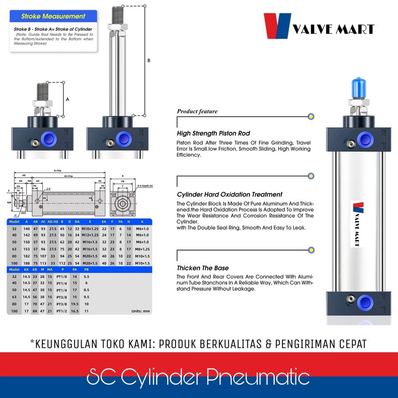 Jual SC 100X300 Pneumatic Standard Cylinder / Cylinder Pneumatic SC 100x300 | Shopee Indonesia