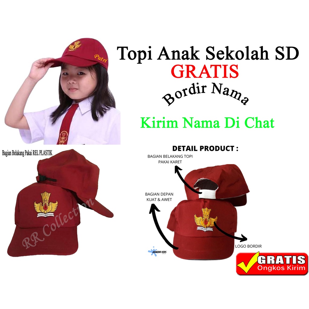 Jual Topi Sekolah SD Topi SD BISA PAKAI NAMA | Shopee Indonesia