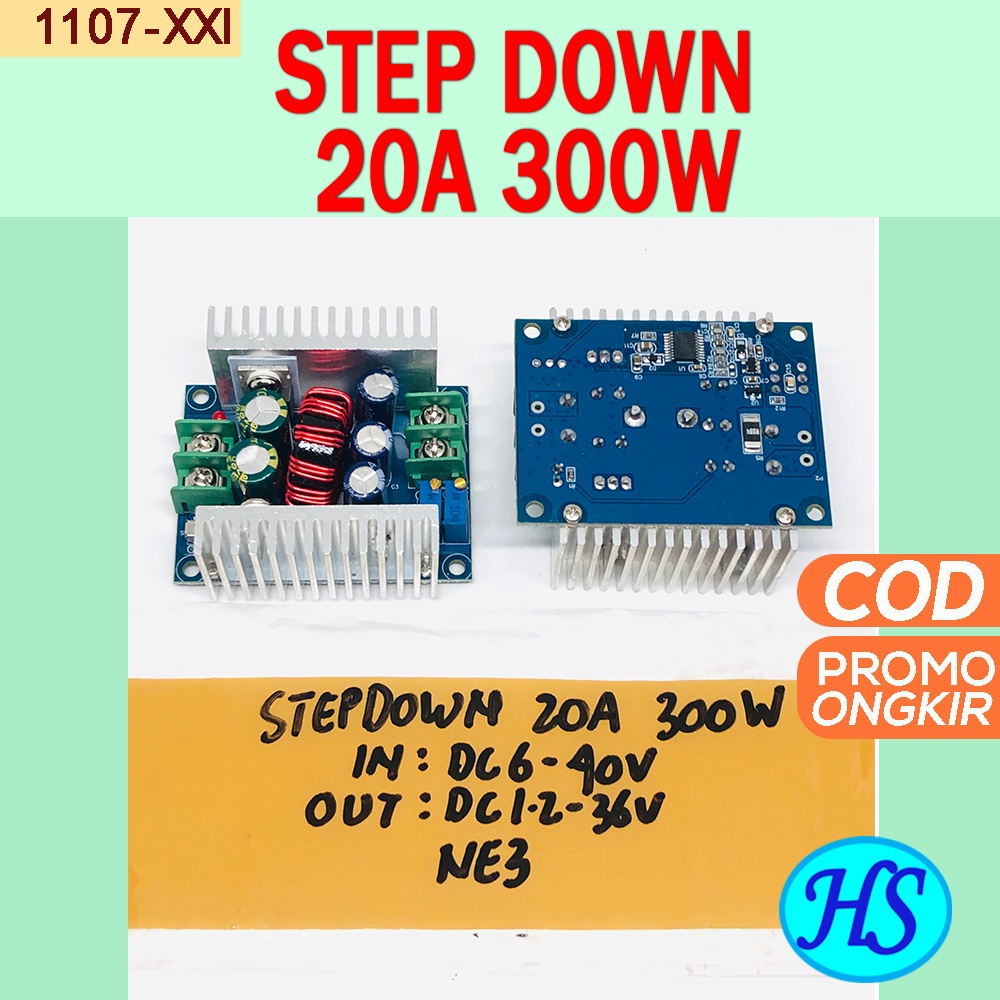 Jual Step Down 20A 300W DC Buck Converter Module Adjustable Amp Volt CC ...