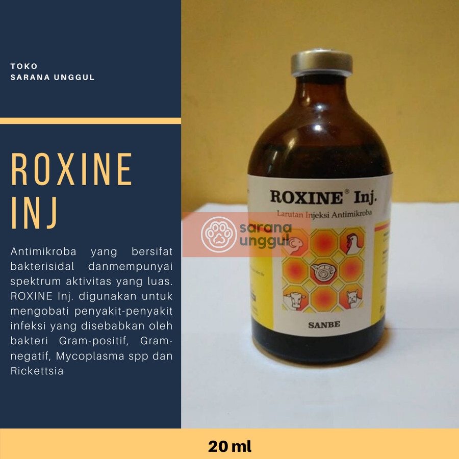 Jual ROXINE Inj 20 ml Enrofloxacin, Obat Infeksi Pernafasan Pencernaan ...