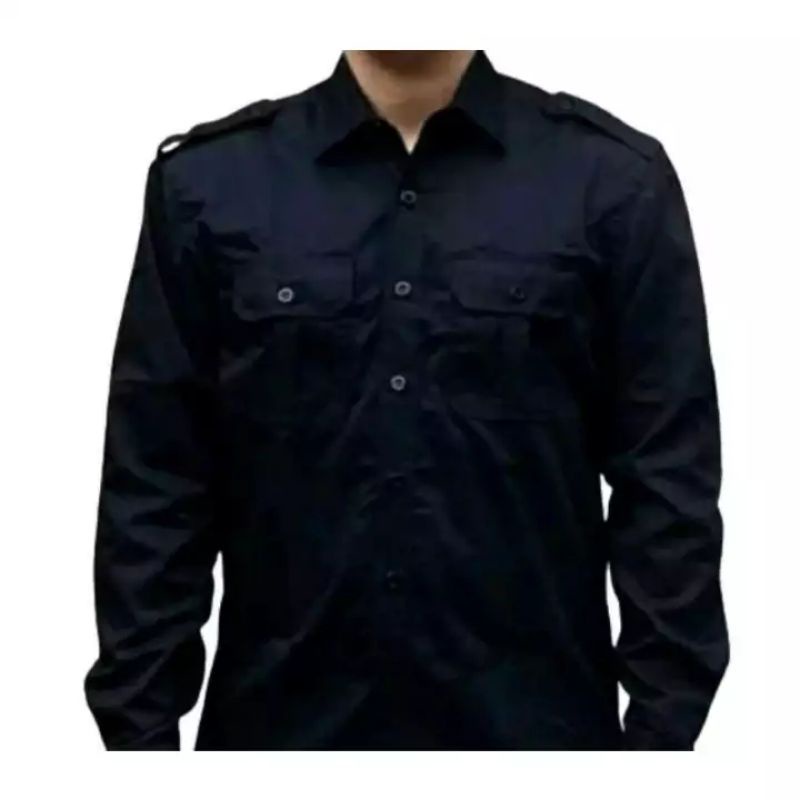 Jual Kemeja Seragam Satpam Panjang Hitam / Baju seragam kerja lengan ...