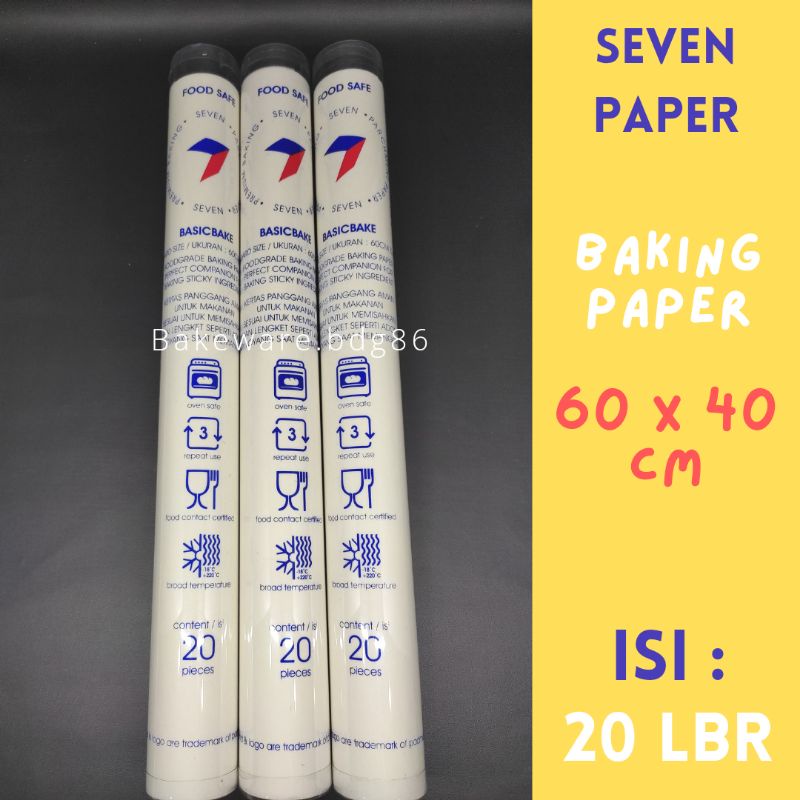 Jual BAKING PAPER SEVEN 60 X 40 CM SILIKON KERTAS BAKING ISI 20 PCS ...